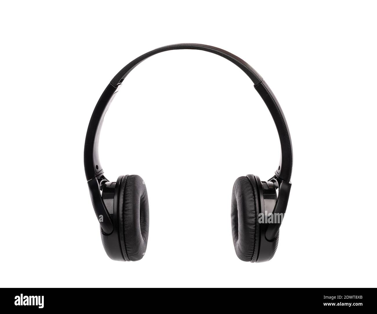 Black wireless headphones isolated on white background Stock Photo - Alamy