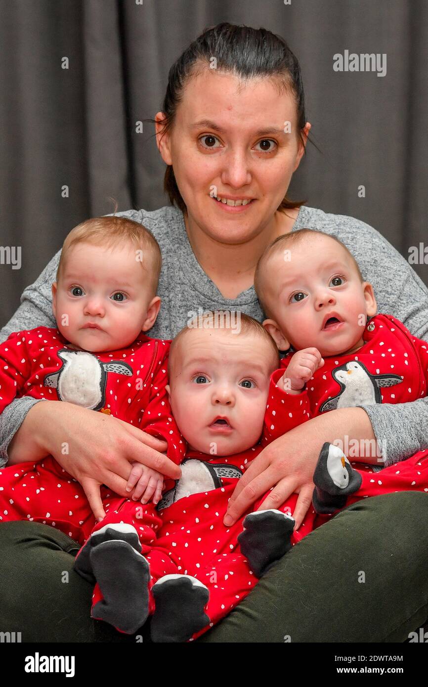 Triplets (left to right) Emmeline, Rafferty and Willoughby Davis, aged ...