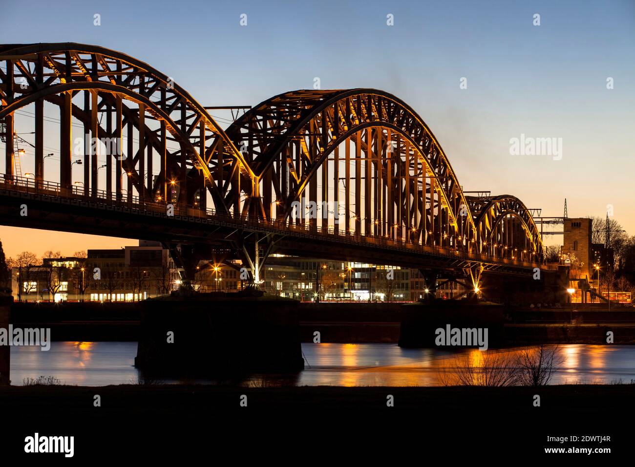 the Suedbruecke, railroad bridge over the river Rhine, Cologne, Germany ...
