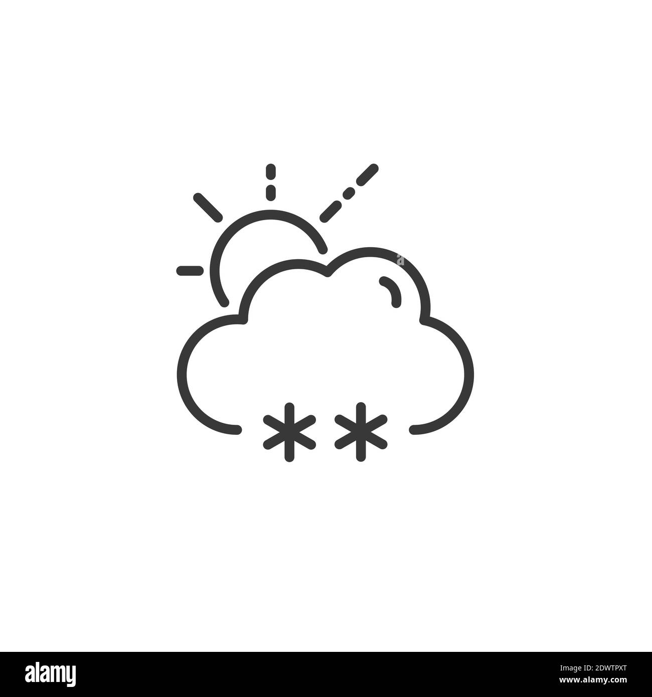 Snow, cloud and sun thin line icon. Isolated outline weather vector ...