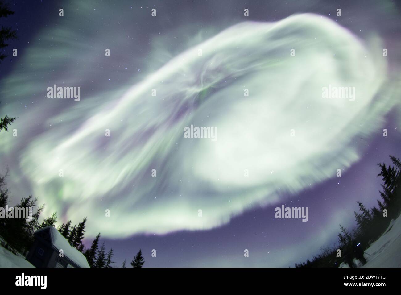 View of aurora borealis storm during midnight in Yellowknife Stock ...