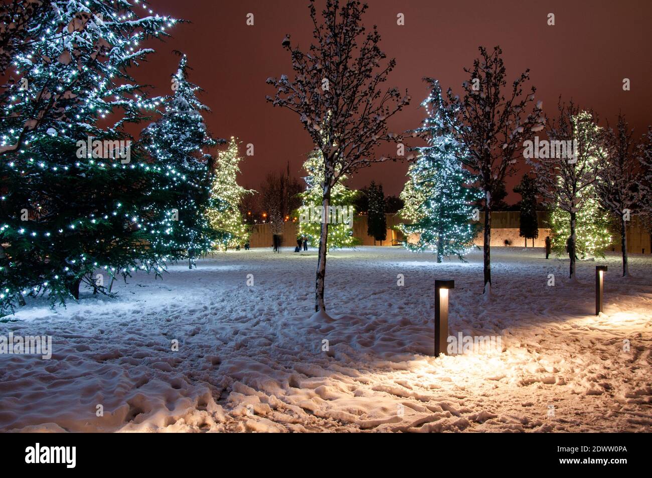 Christmas lights on fence hi-res stock photography and images - Alamy