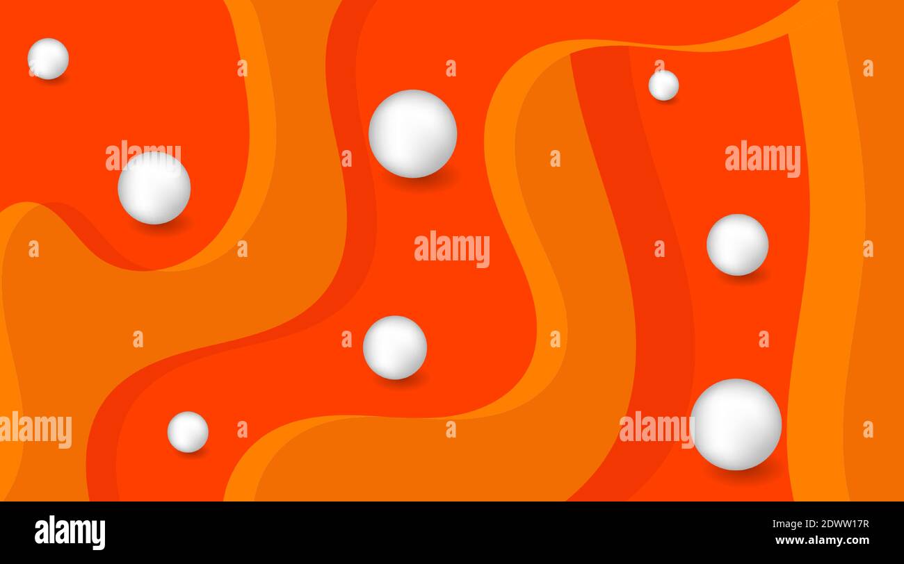 3d ball wavy orange background. waves and balls. Vector illustration in ...
