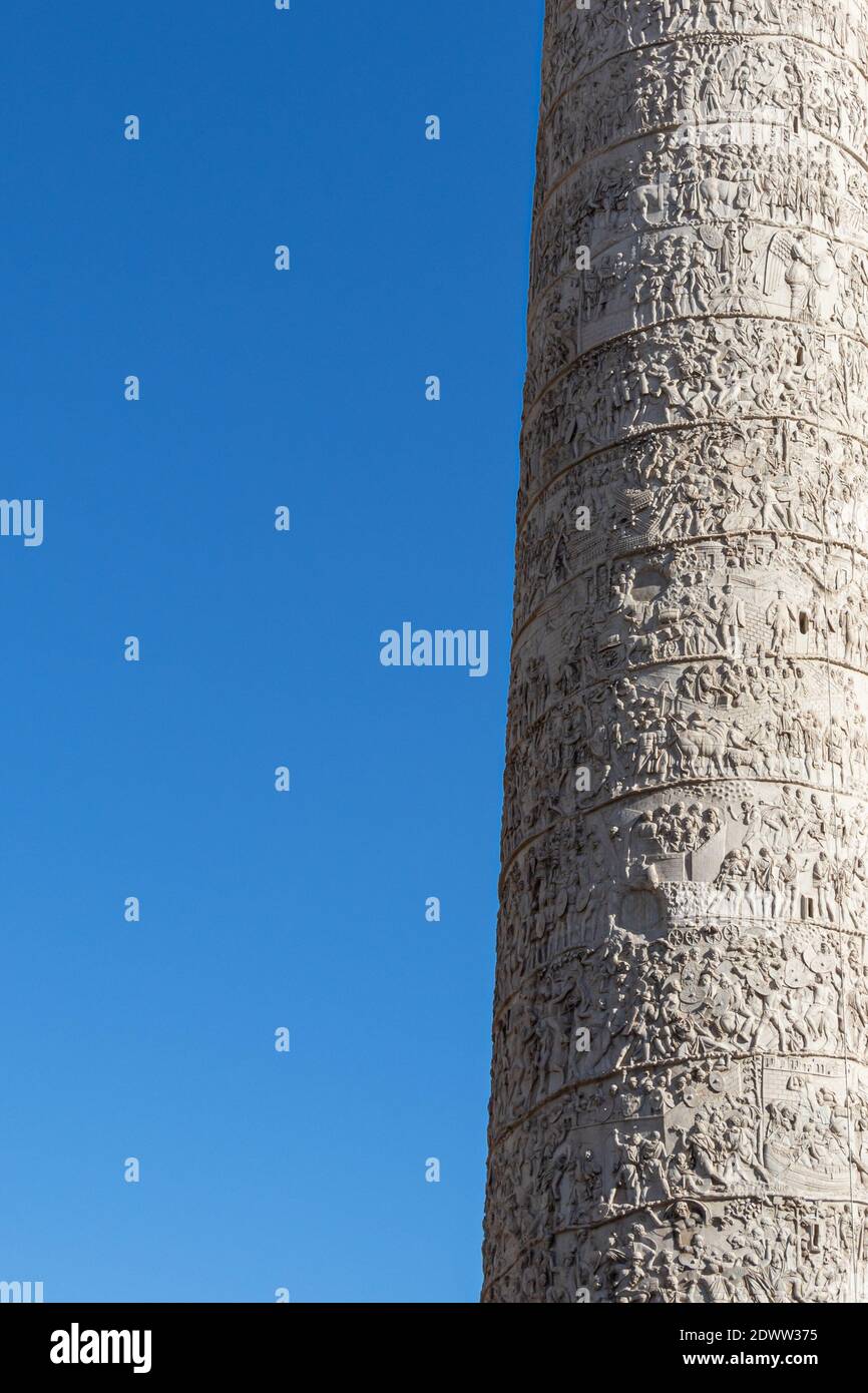 Close-up of the Trajan Column, Roman triumphal monument built by ...