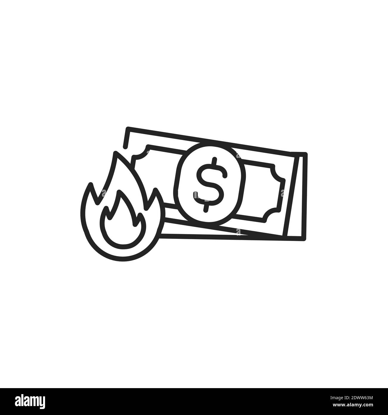 Cash burn line color icon. Sign for web page, mobile app Stock Vector ...