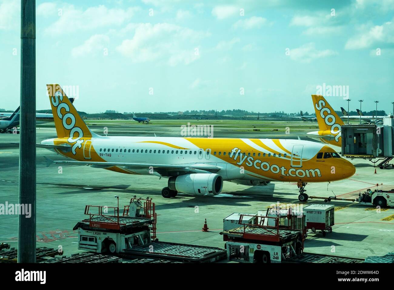 Airbus A320-232, call sign 9V-TAQ, belonging to Scoot, a low-cost ...