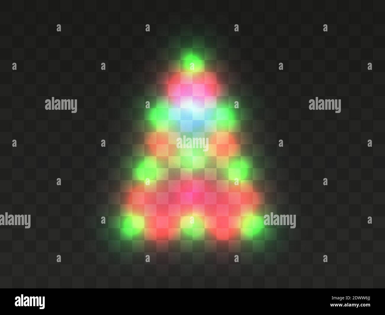 Christmas tree light on a transparent background. Transparent lights in ...