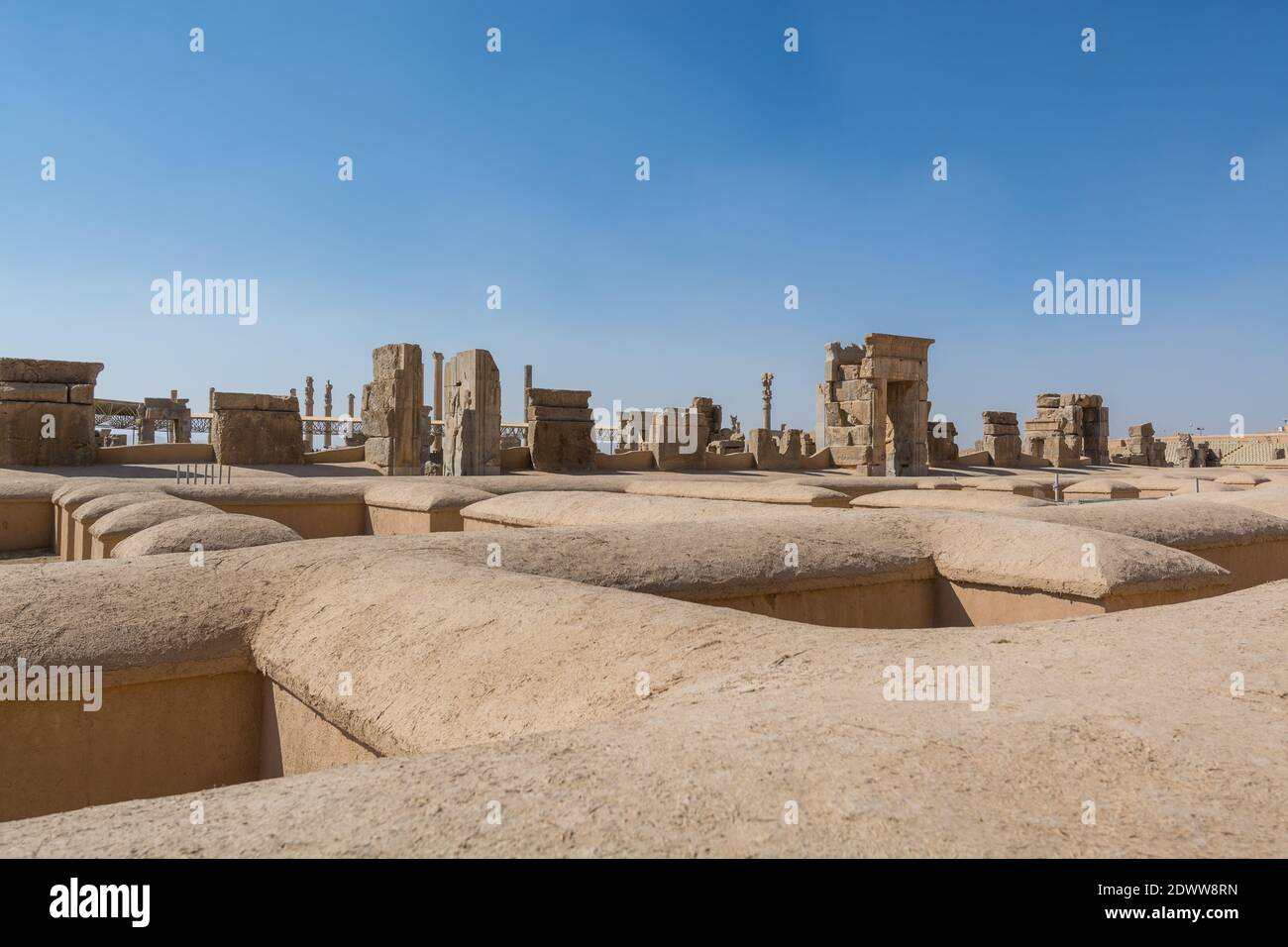 Ruins of the stone Gates in Persepolis, the ceremonial capital of the ...