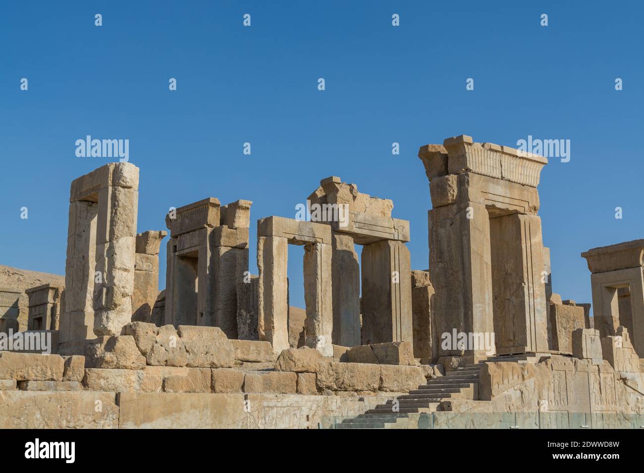 Ruins of the stone Gates in Persepolis, the ceremonial capital of the ...