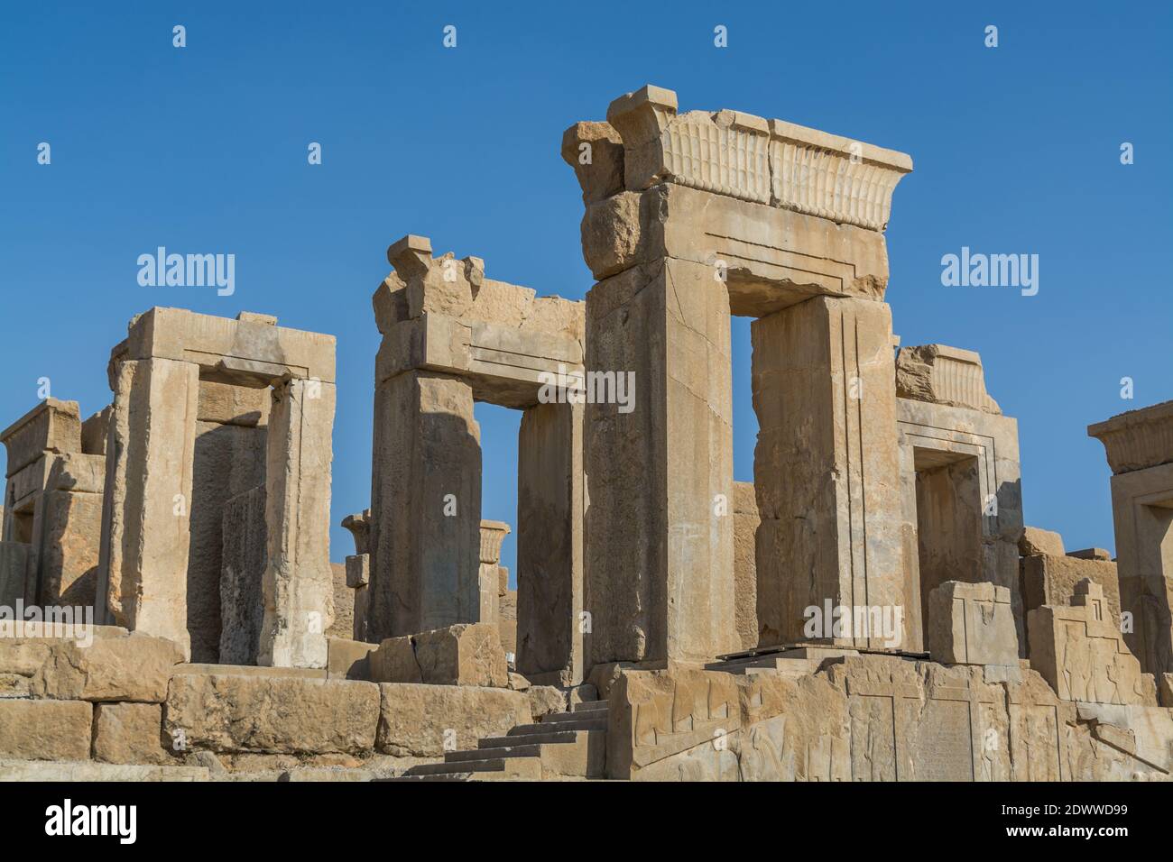 Ruins of the stone Gates in Persepolis, the ceremonial capital of the ...