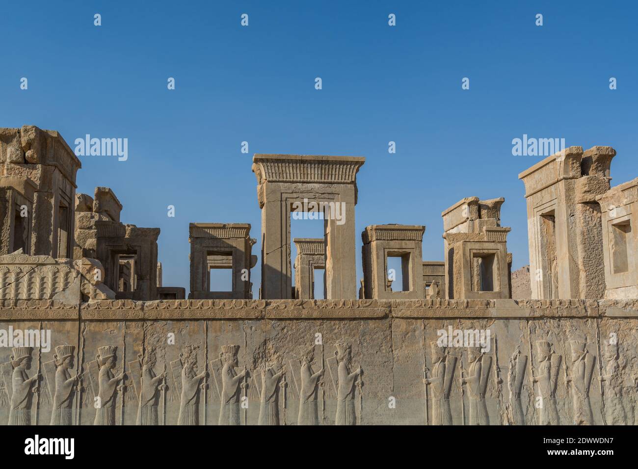 Ruins of the stone Gates in Persepolis, the ceremonial capital of the ...