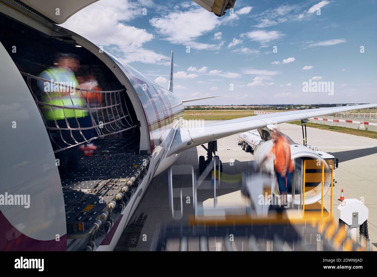 Prague, Czech Republic - July 24, 2020: Loading cargo airplane Airbus ...