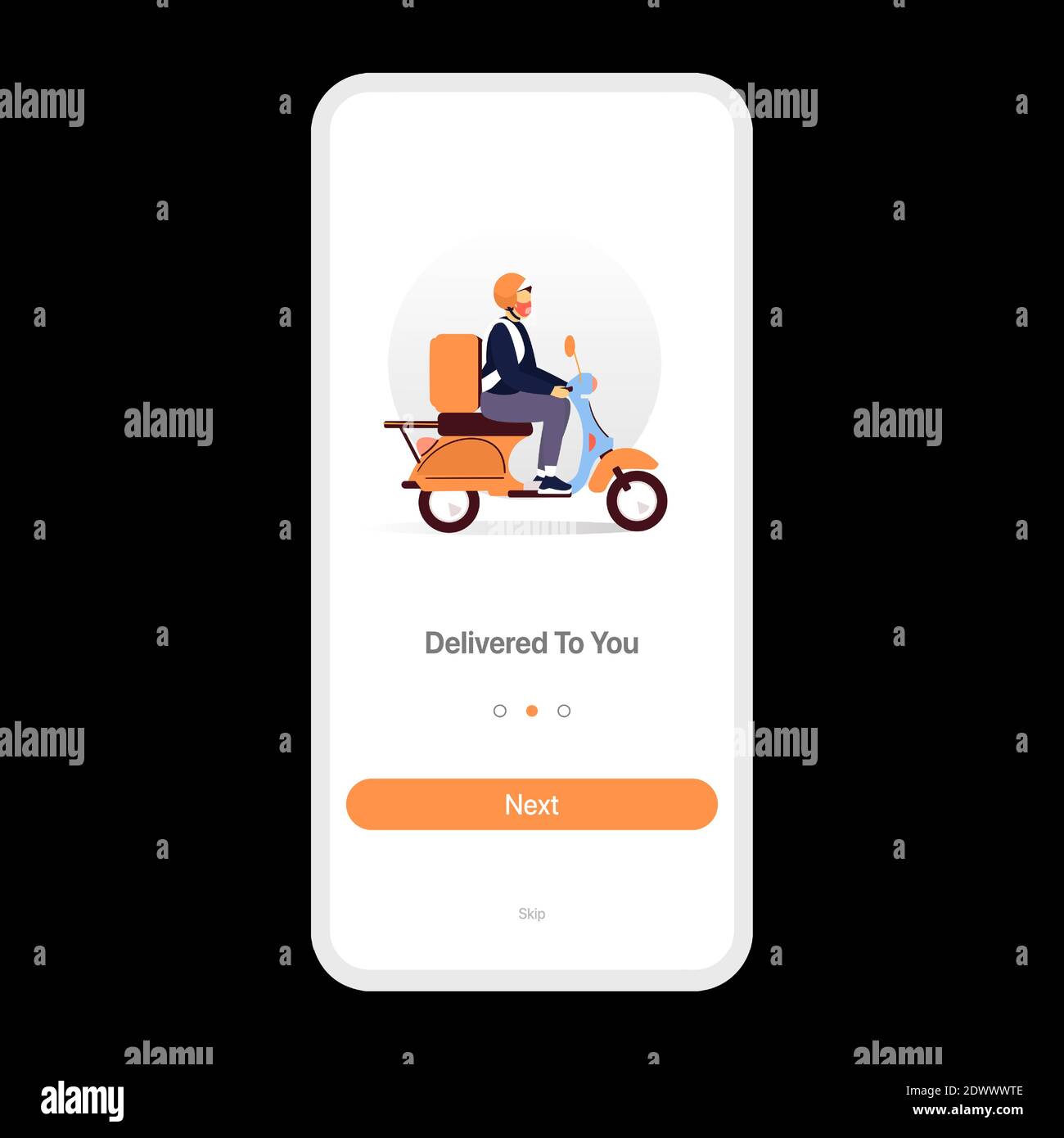 Food Delivery Service Screen Interface. Delivered Process Tracking ...