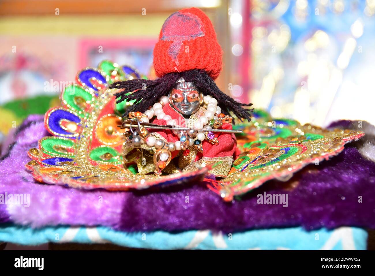 Beautiful view of the idol of Lord Shri Krishna in the temple of India ...