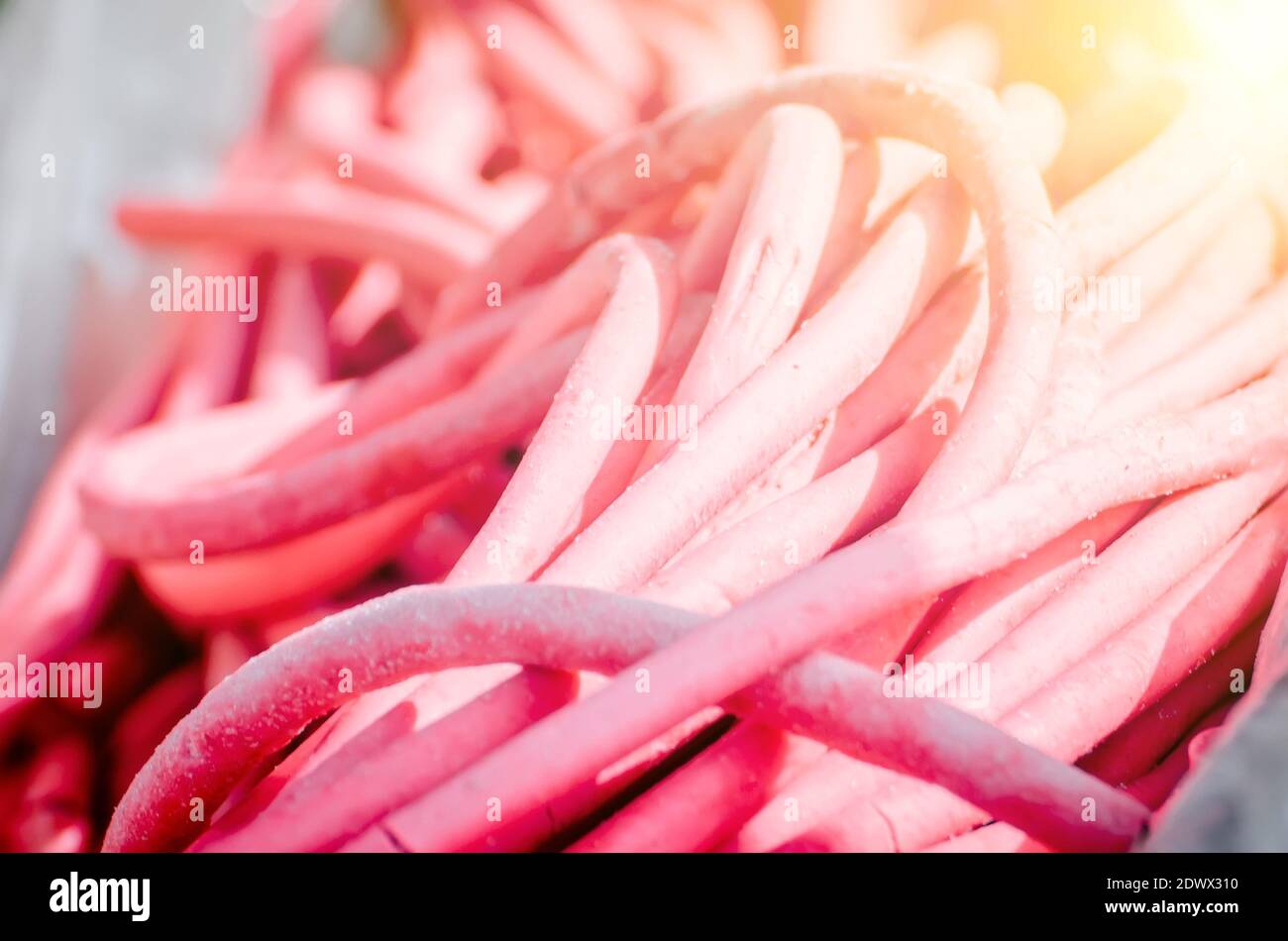 Sweets long candy a souffle and marmalade Stock Photo - Alamy