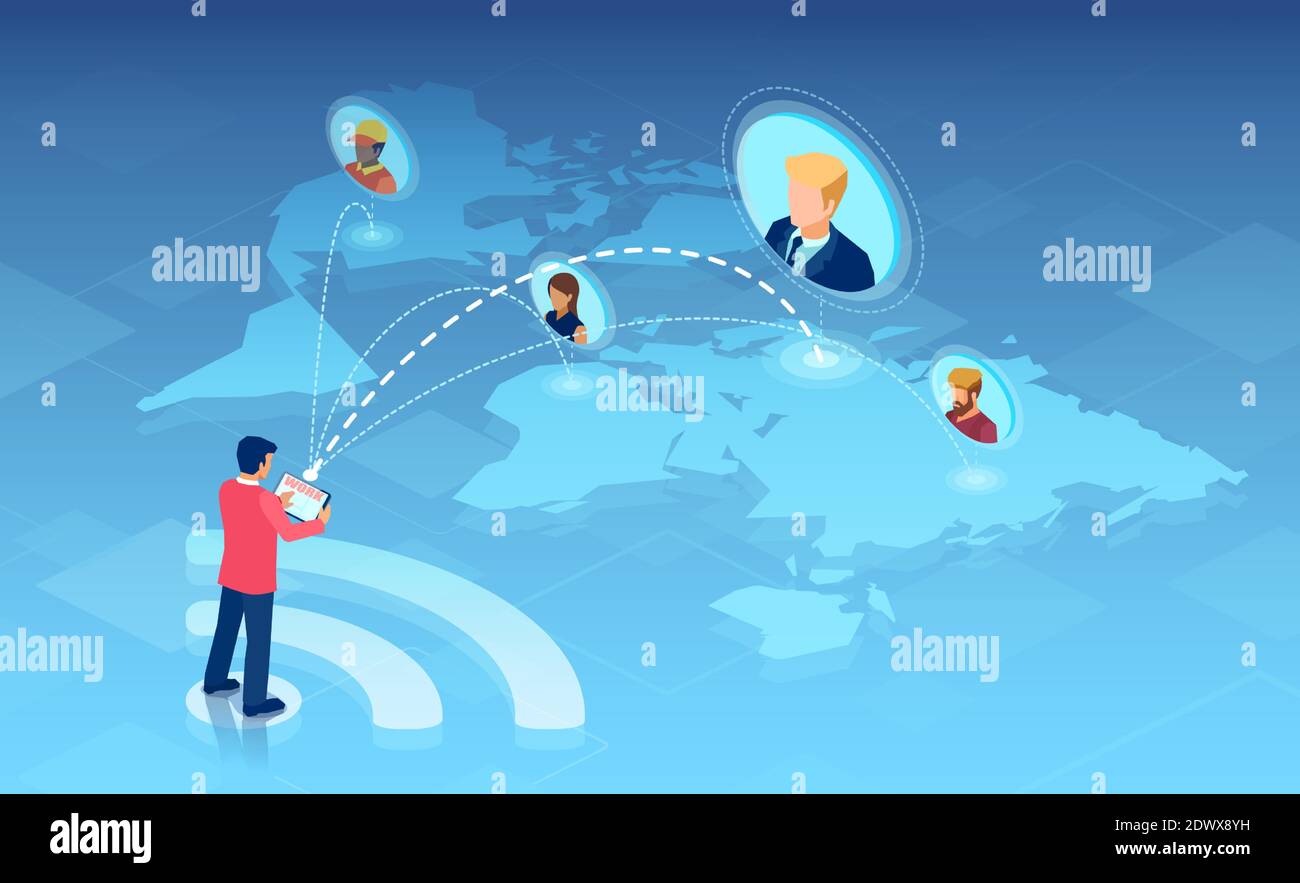 Connected network business vector map hi-res stock photography and ...