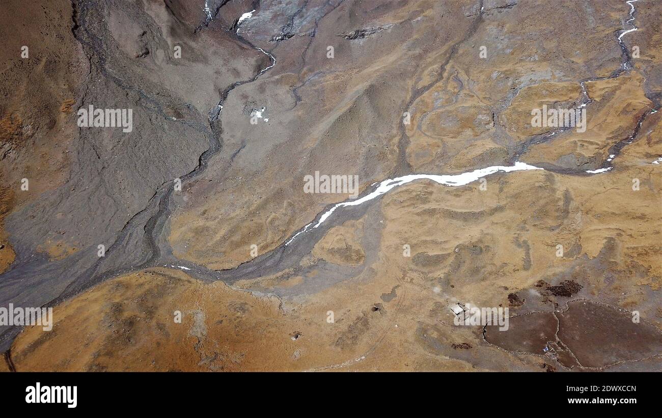 Aerial View Of Frozen River On Land Stock Photo - Alamy