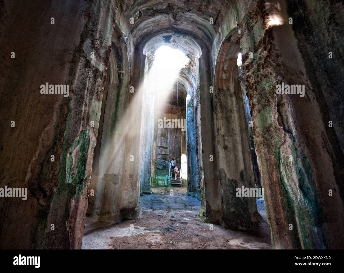 Inside the Piscina Mirabilis, an ancient Roman cistern. Bacoli, Campi ...