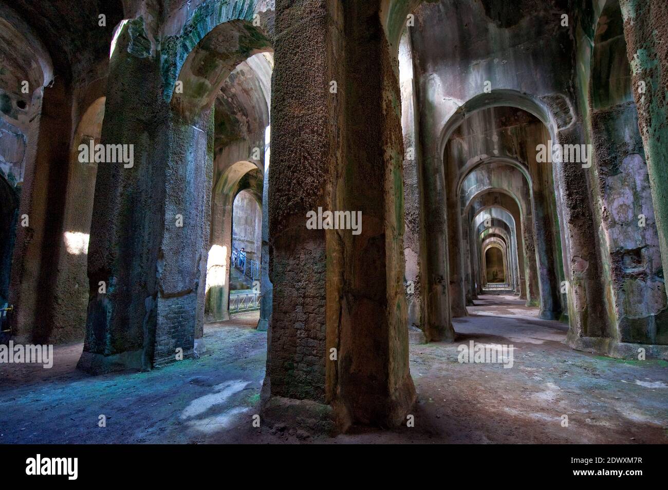 Inside the Piscina Mirabilis, an ancient Roman cistern. Bacoli, Campi ...