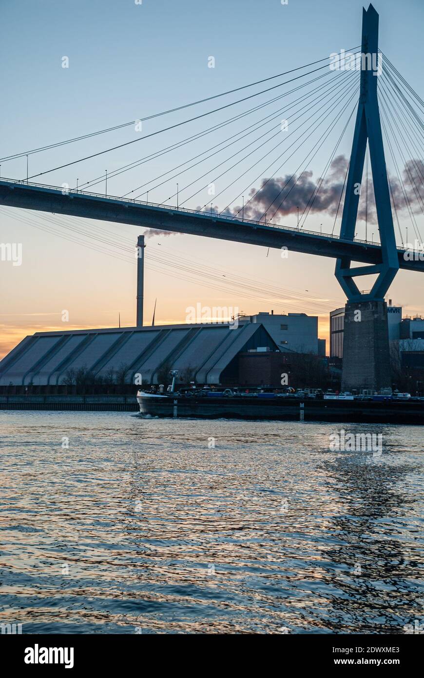 Hamburg, Germany: Pylon of the Koehlbrand Bridge in Hamburg in the ...