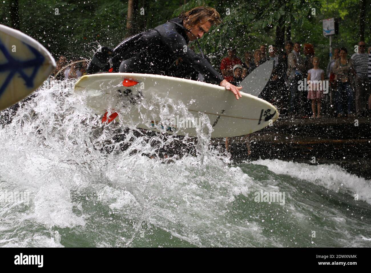 Eisbach, riversurfing in Munich, germany Stock Photo - Alamy