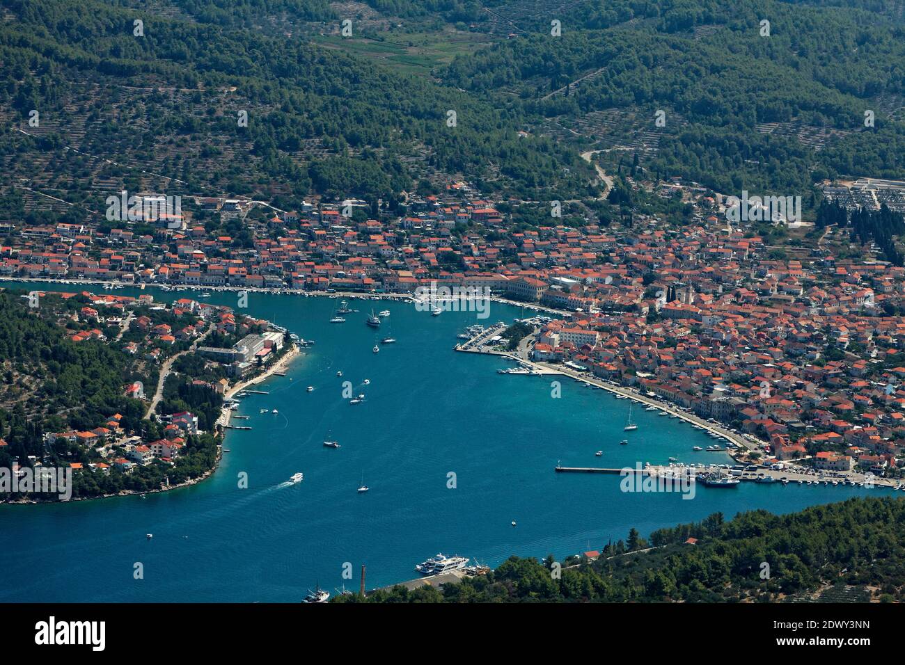 Aerial view of Korcula island, Adriatic Sea, Croatia Stock Photo - Alamy