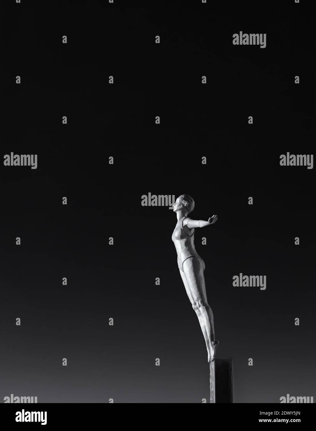 Diving Belle. A statue of made of galvanised steel depicting a woman ...