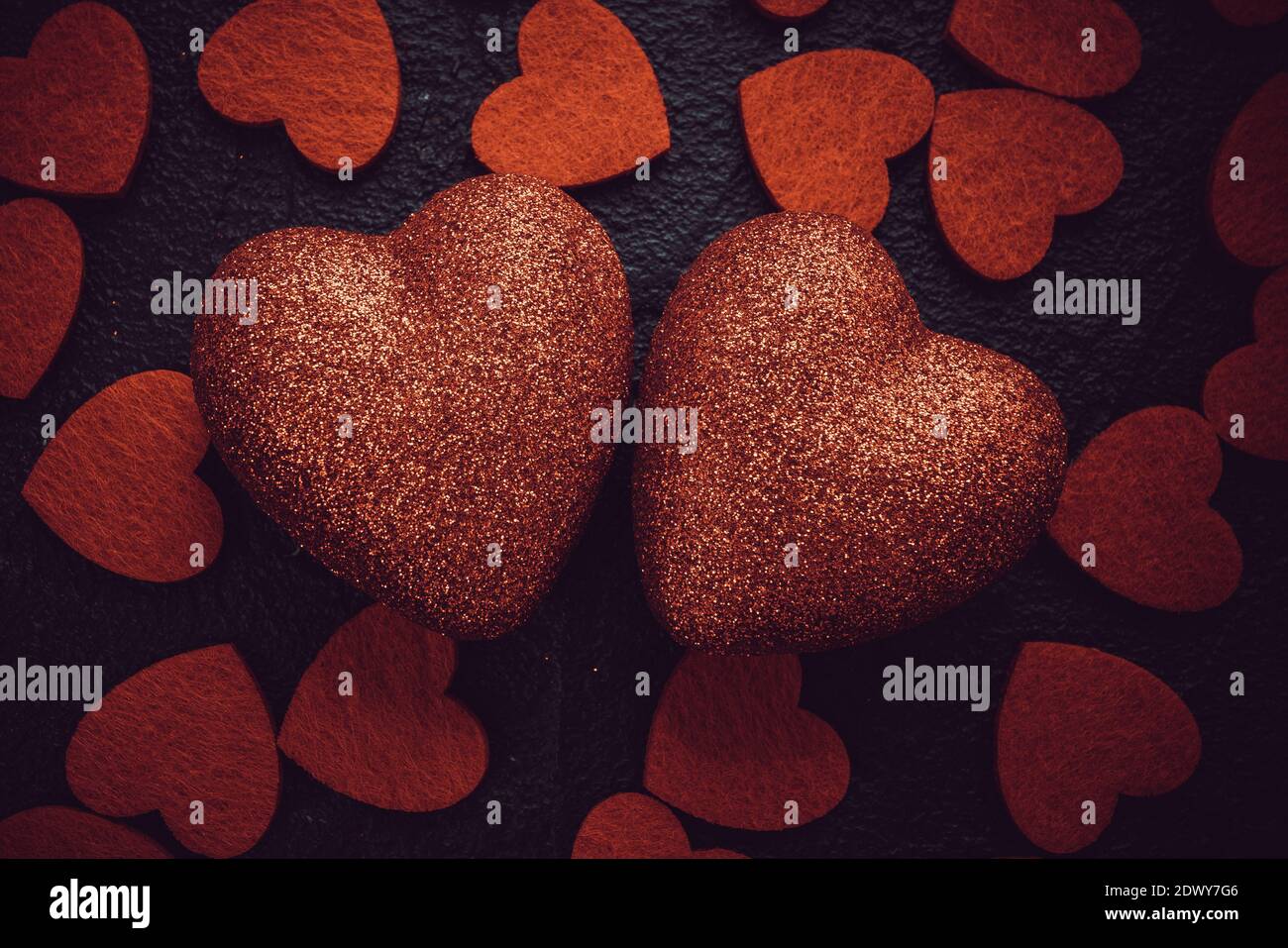 Red Heart With Roses. Rose petals with two heart - love concept Stock ...