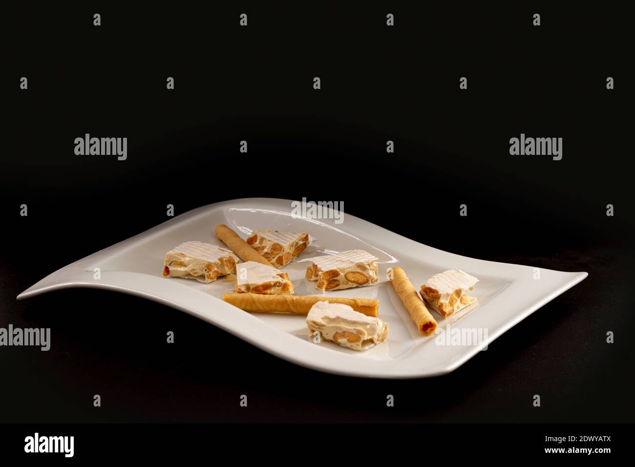 Assortment of Spanish Christmas sweets made up of Alicante nougat and ...