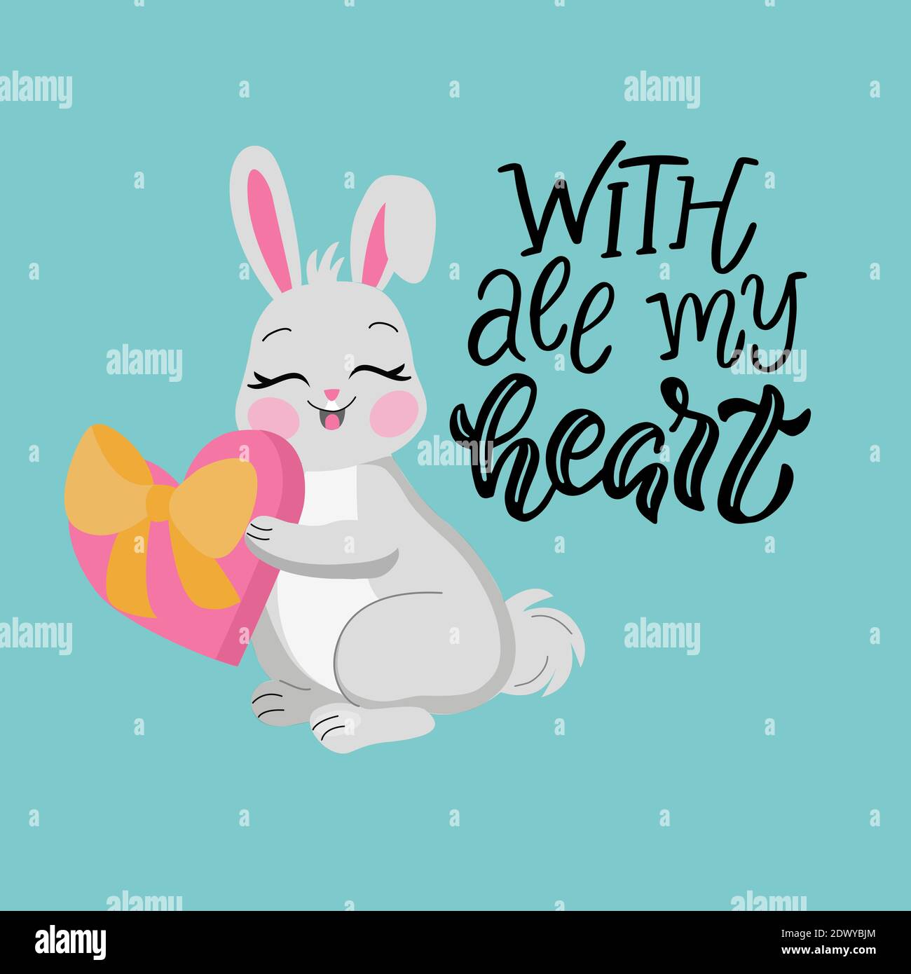 Holiday card for valentines day - bunny, heart Stock Vector Image & Art ...