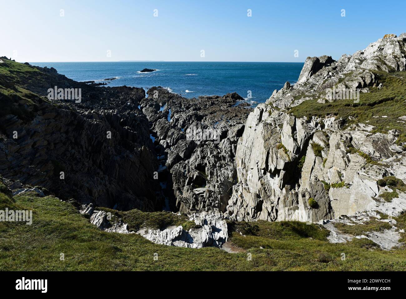 The jagged tip of Morte Point, Morthoe, North Devon, England Stock ...