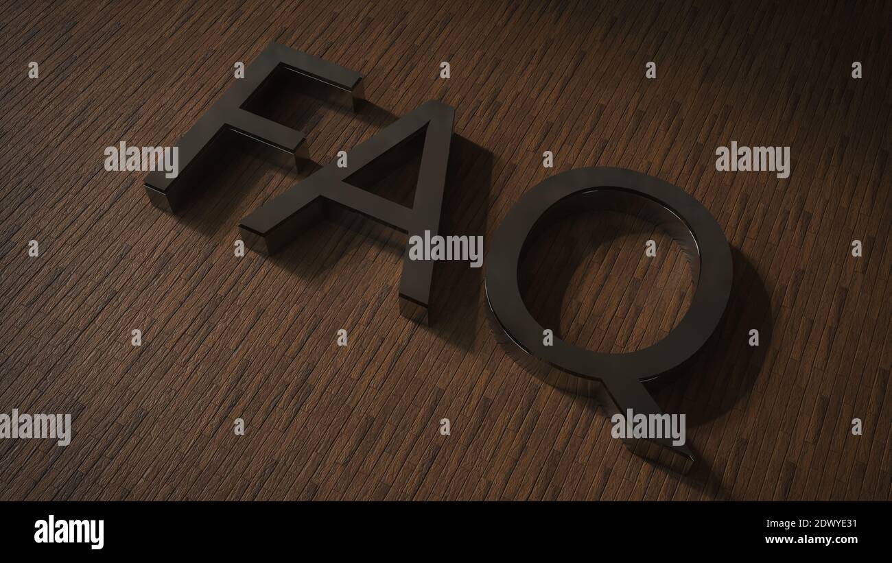 FAQ. Frequently Asked Questions text by wood letters on wooden texture ...