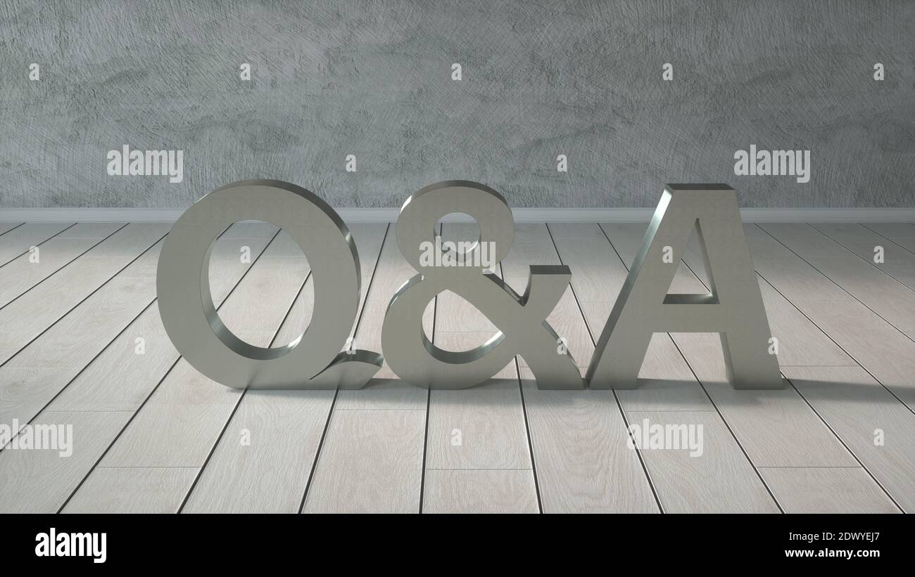 Questions and answers concept on concrete background wall, empty room ...