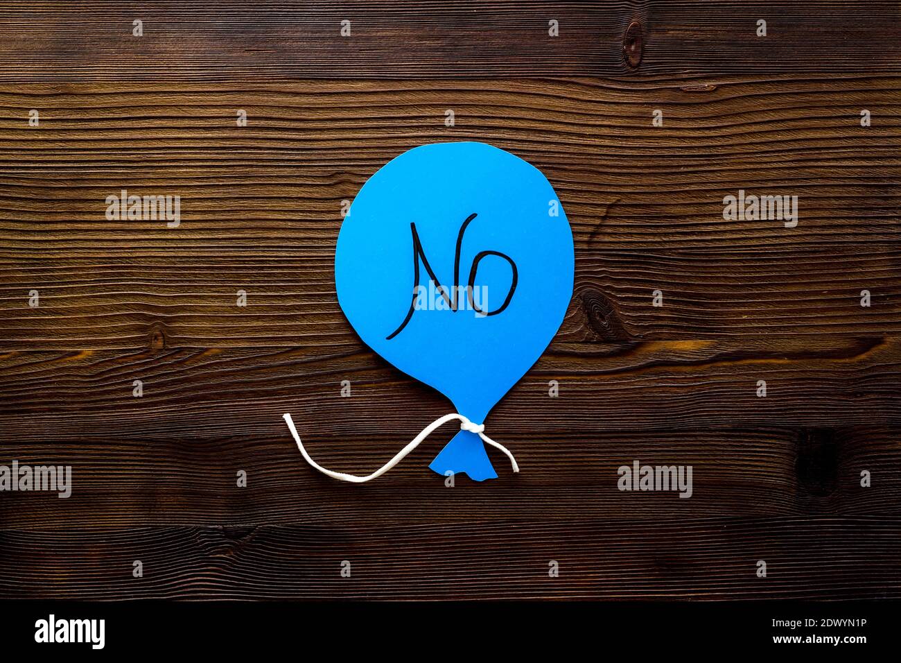 No rejection - decision concept. Word No on paper banner, top view ...