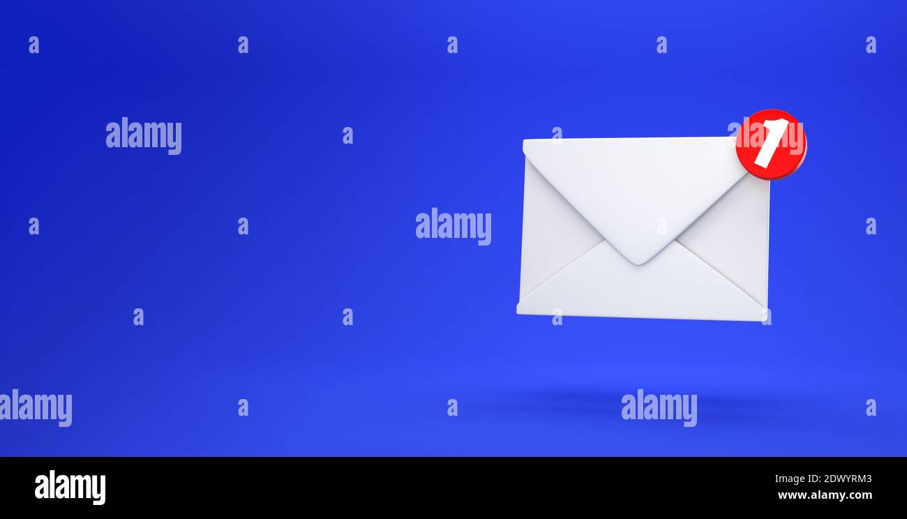 mail notification one new email message in the inbox concept isolated ...