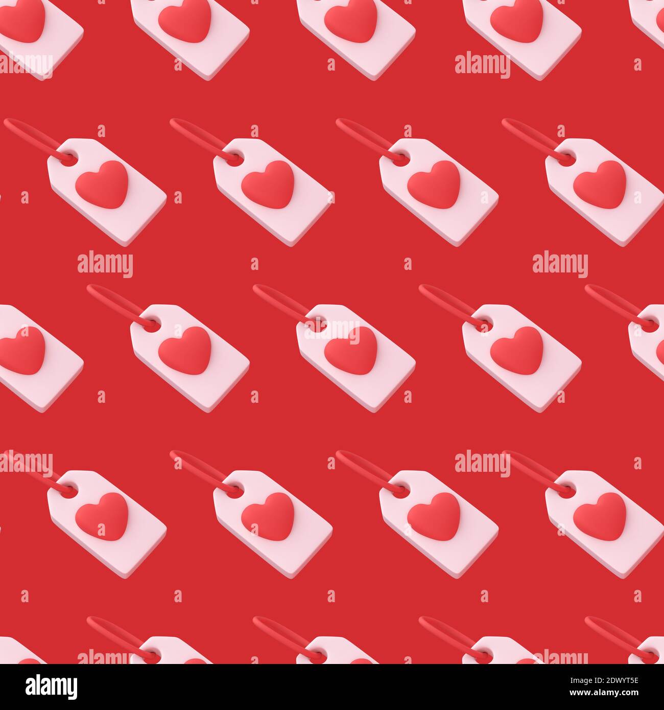Seamless pattern Red Heart tag icon isolated on cute background. Love ...
