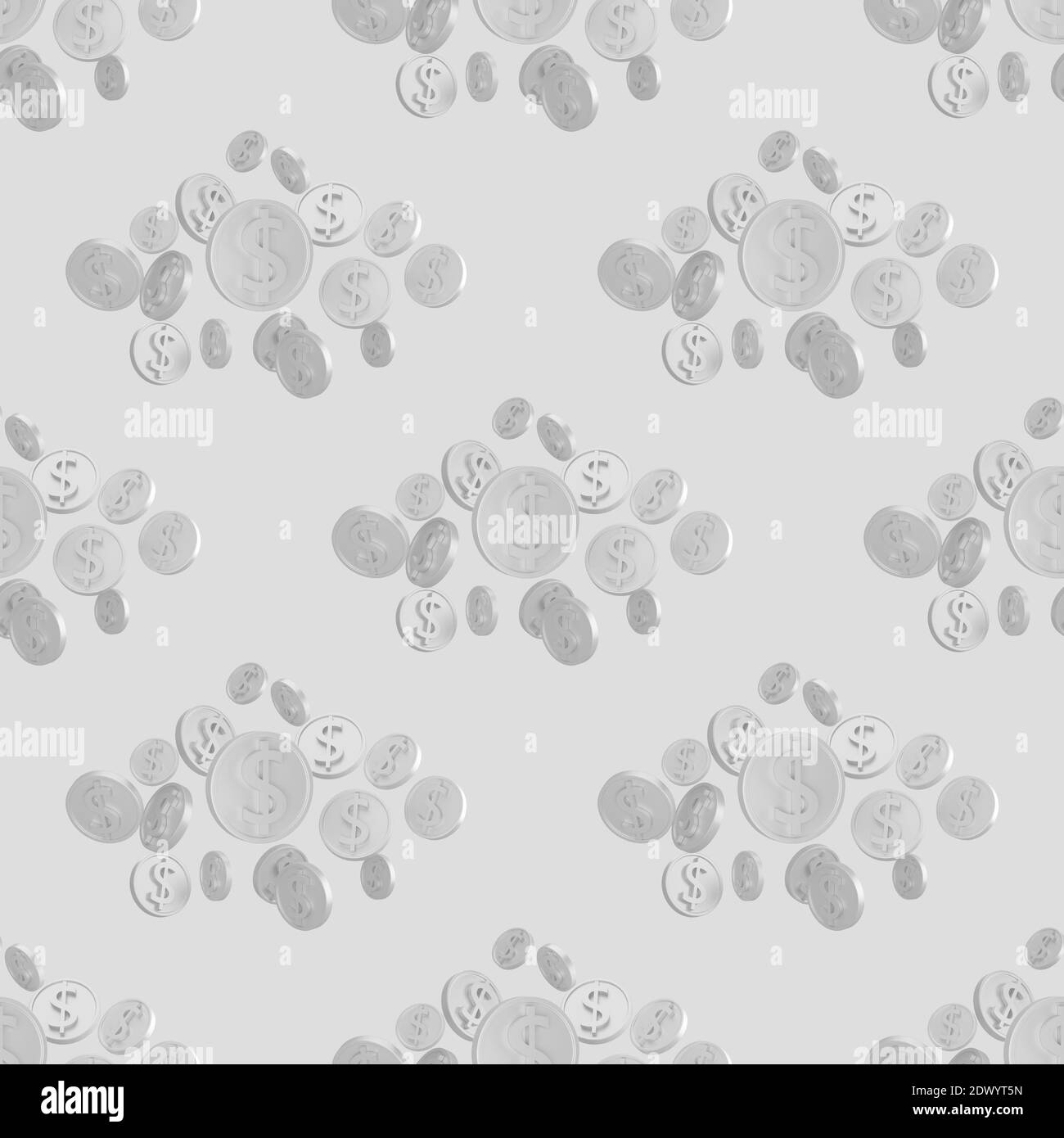 Realistic silver 3d coins with dollar sign seamless pattern. Seamless ...