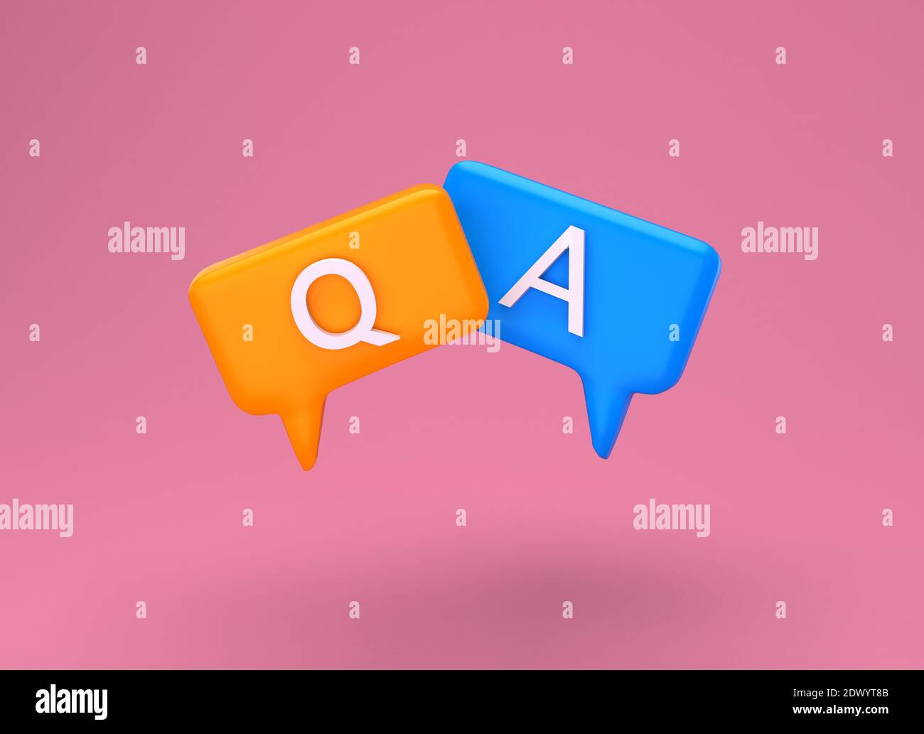 Question and Answer Bubble Speech minimal concept. Cartoon 3d QA chat bubble illustration. 3d ...