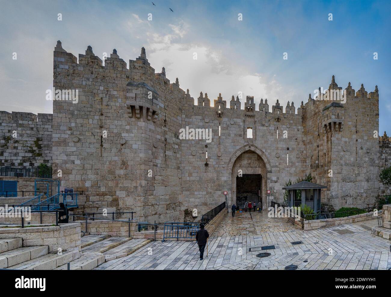 Jerusalem, Israel - December 17th, 2020: The sun rise over the Damascus ...