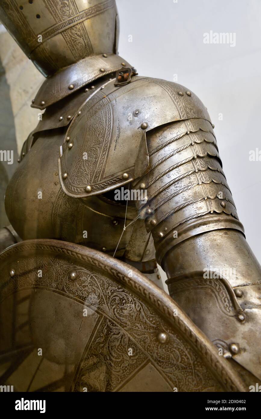 Medieval suit of armour on display in Limassol Castle, castle built ...