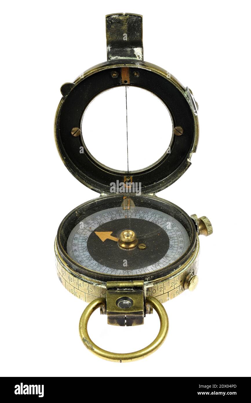 portable bearing compass isolated on white background Stock Photo - Alamy