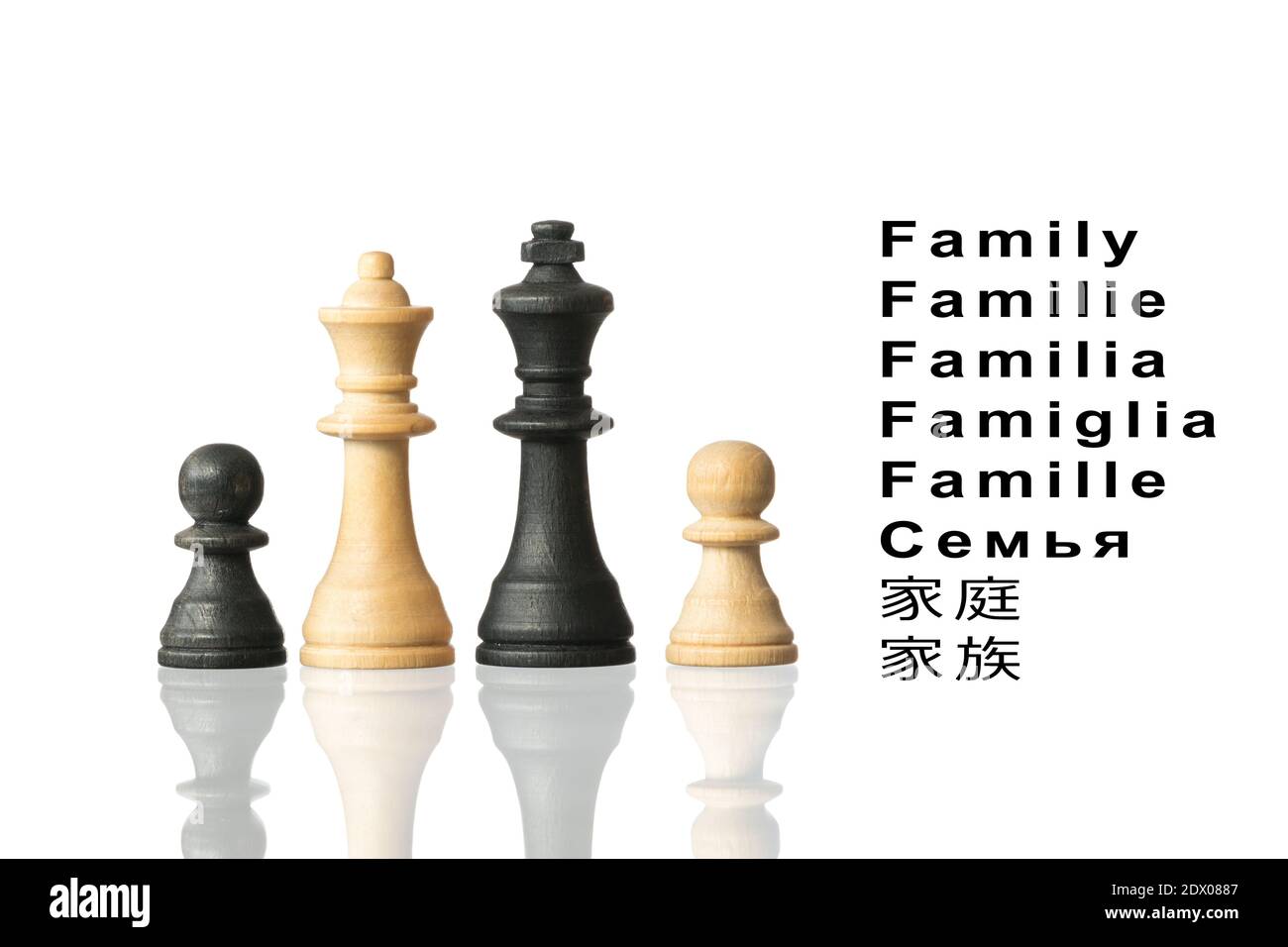 Chess Pieces With Text Over White Background Stock Photo - Alamy