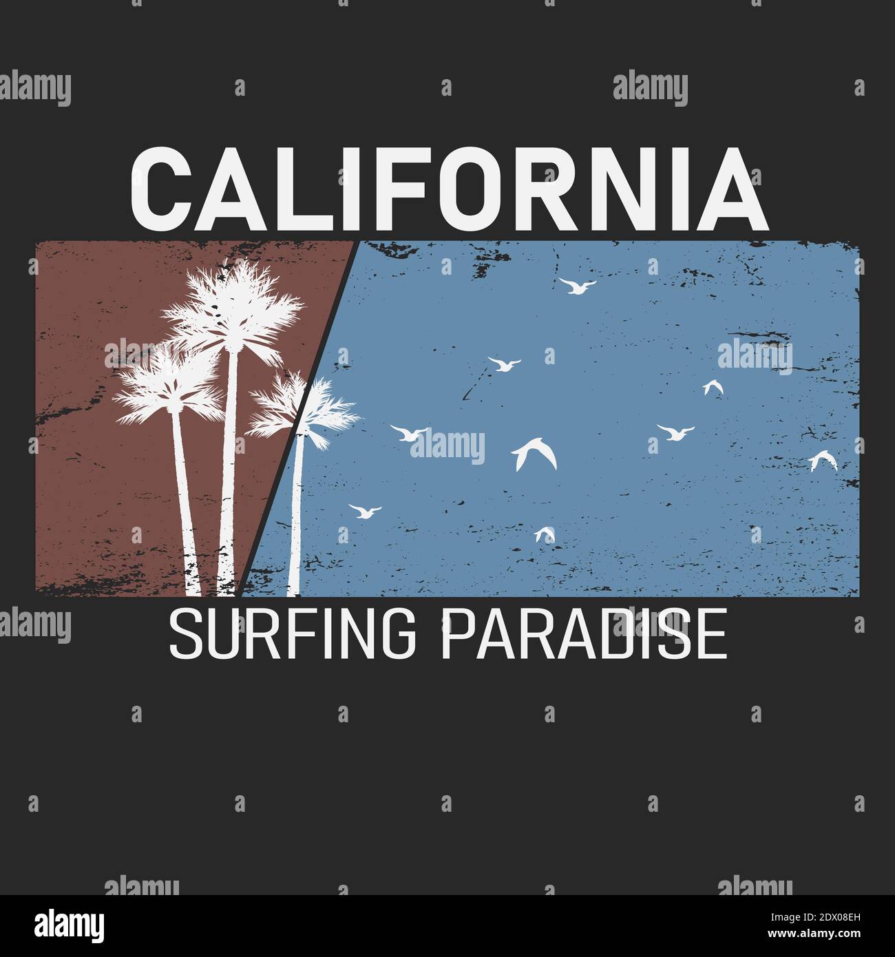 California background with palm. Vector background beach. Summer ...