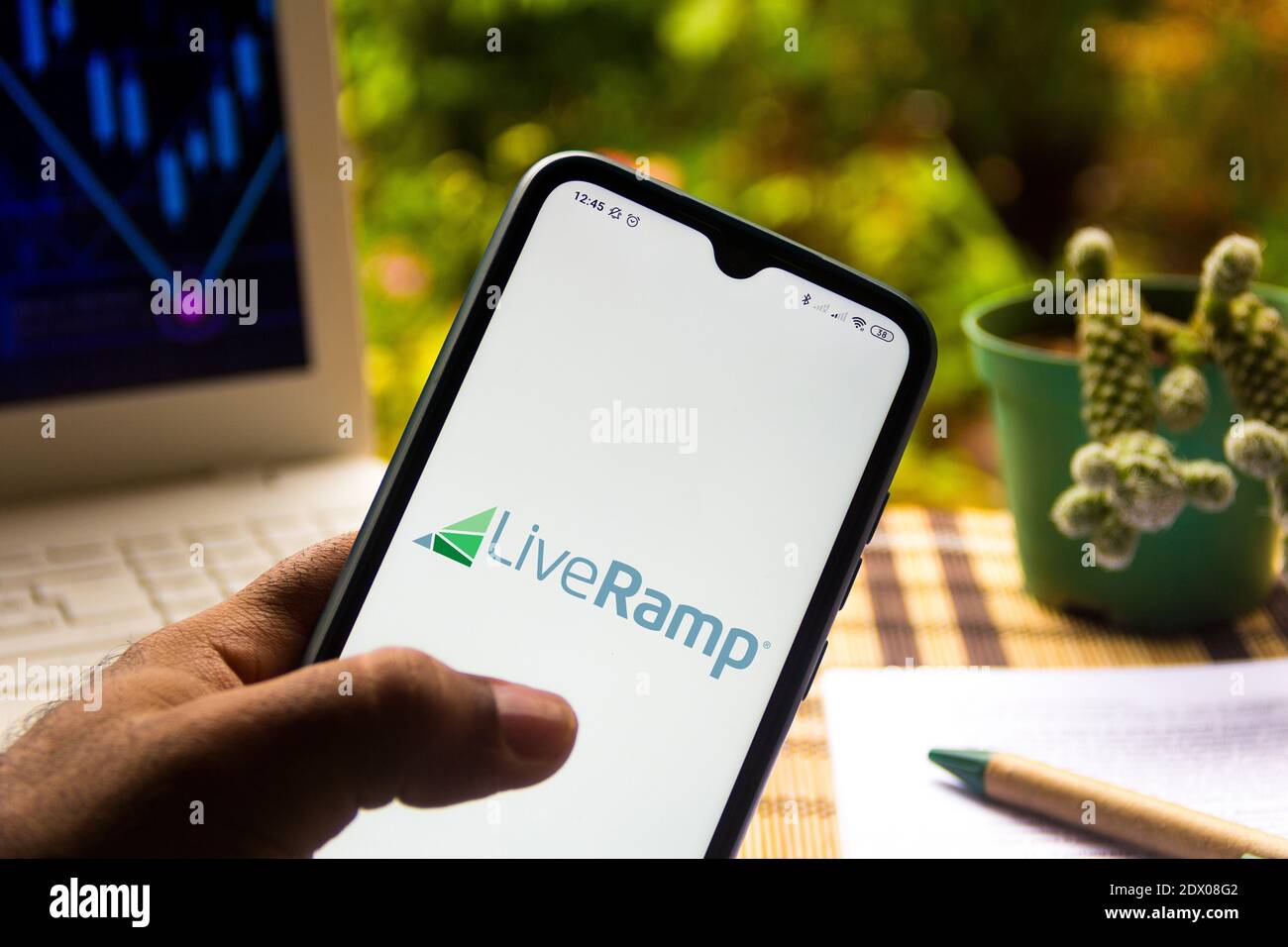 In this photo illustration the LiveRamp Holdings logo seen displayed on ...