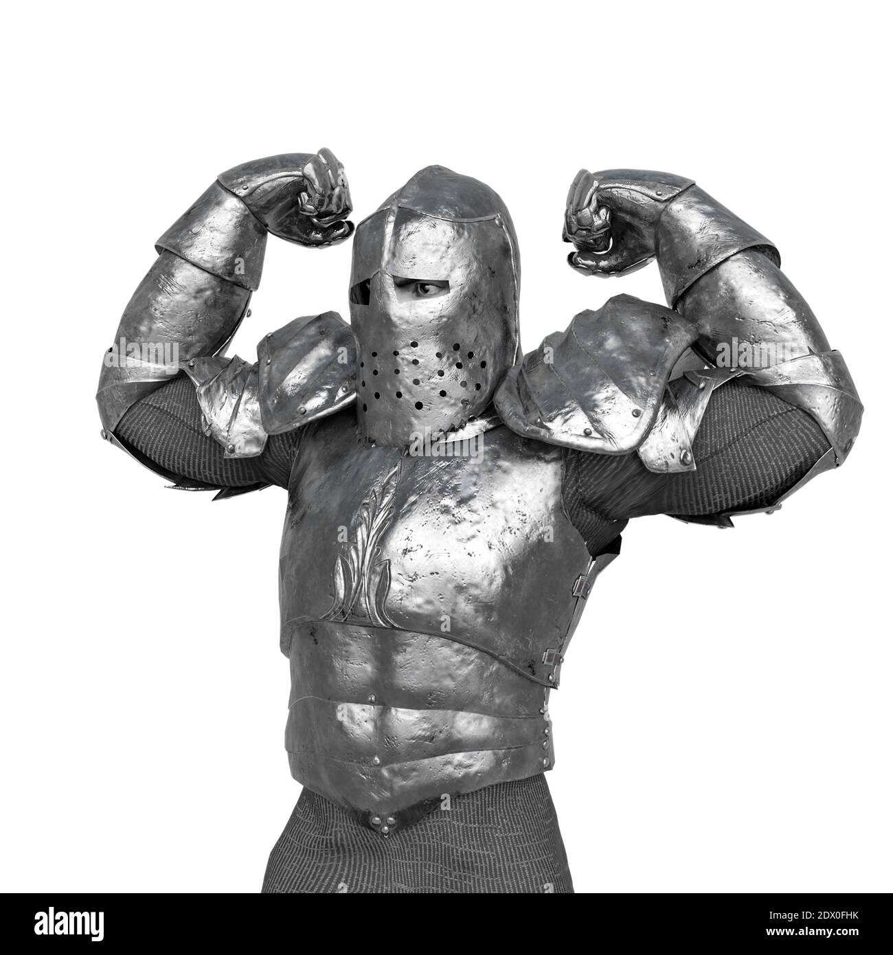 fantasy knight is angry in white background, 3d illustration Stock ...