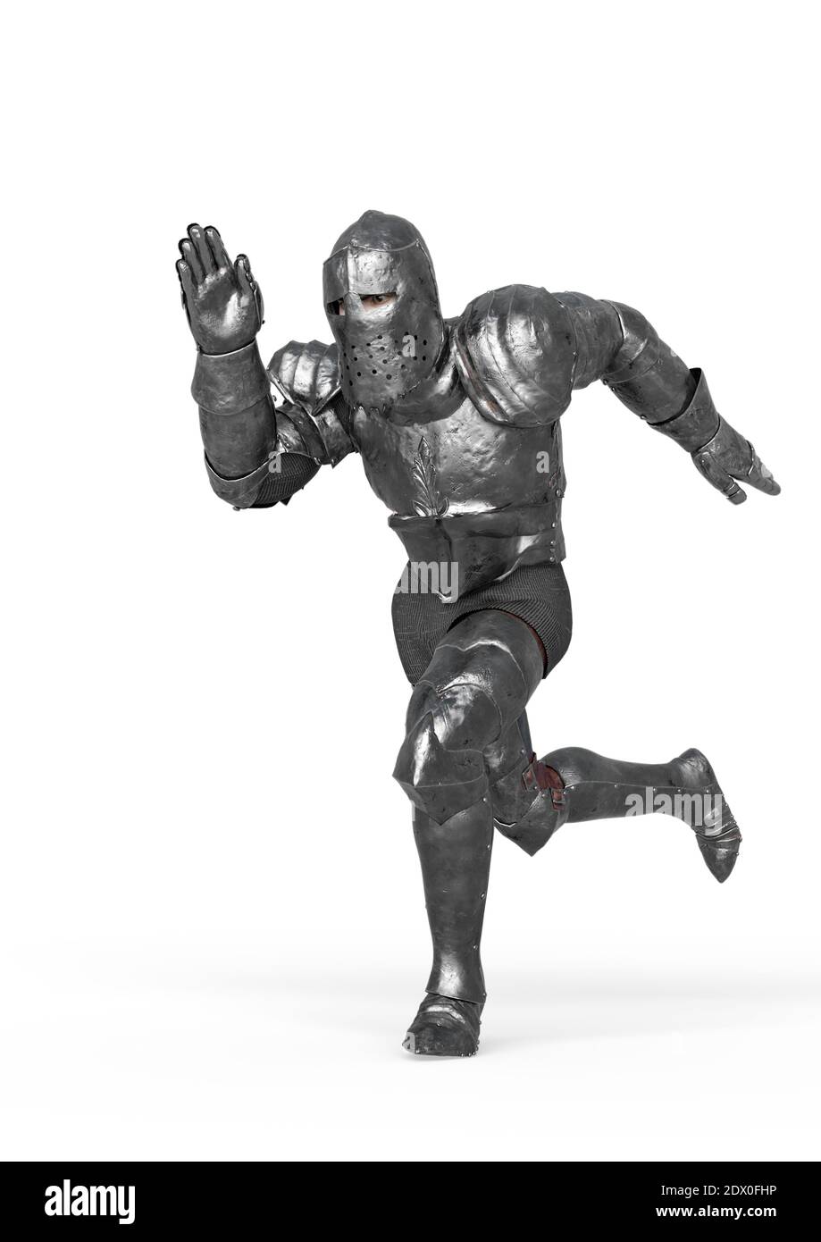 fantasy knight is running in white background, 3d illustration Stock ...