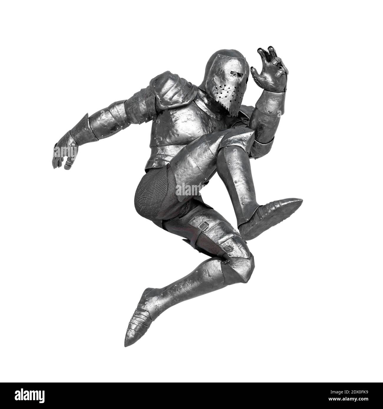 fantasy knight is jumping in white background, 3d illustration Stock ...