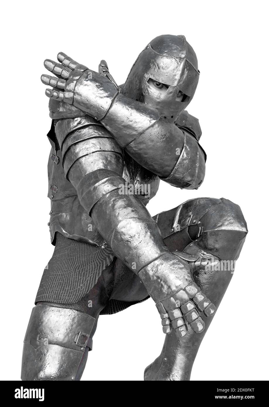 fantasy knight is dancing in white background close up view, 3d ...