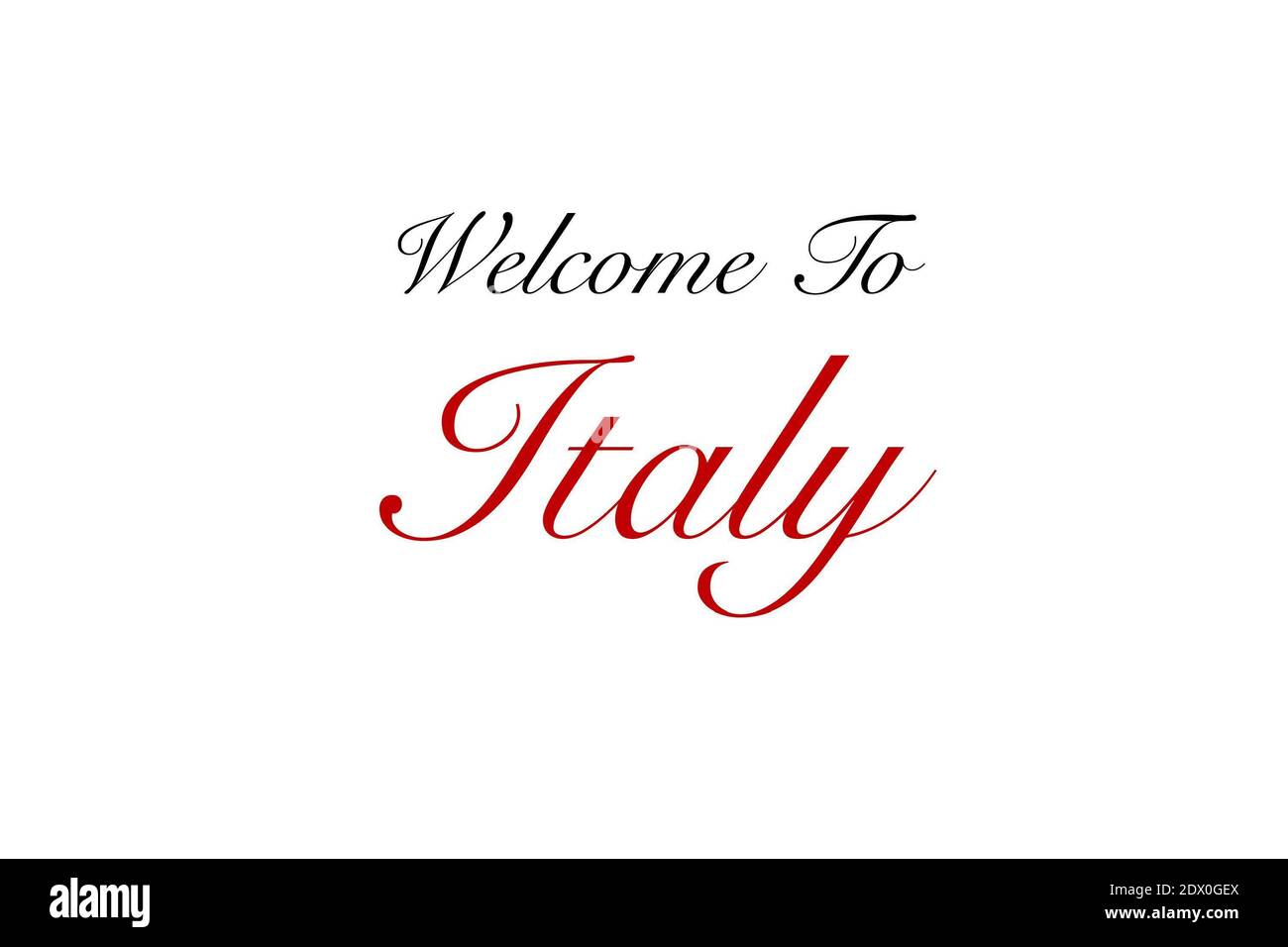 An illustration with the text "Welcome to Italy" on a white back Stock ...