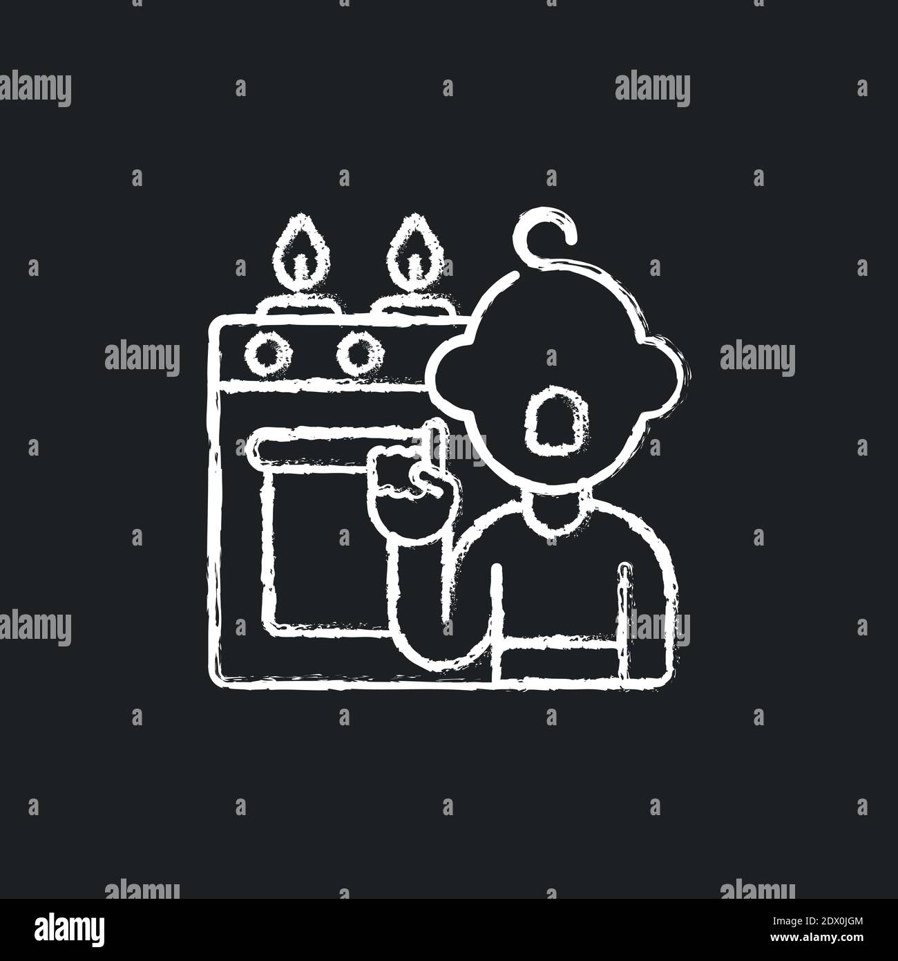Childhood trauma chalk white icon on black background Stock Vector ...
